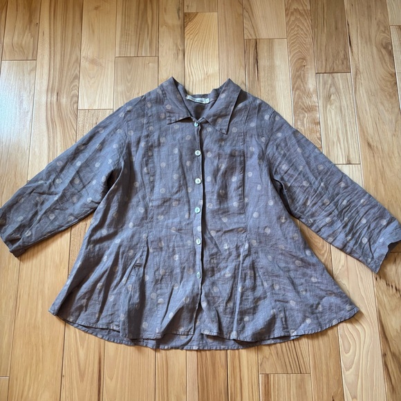 cut loose | Tops | Cut Loose Linen Polka Dot Button Front Lagenlook Top ...